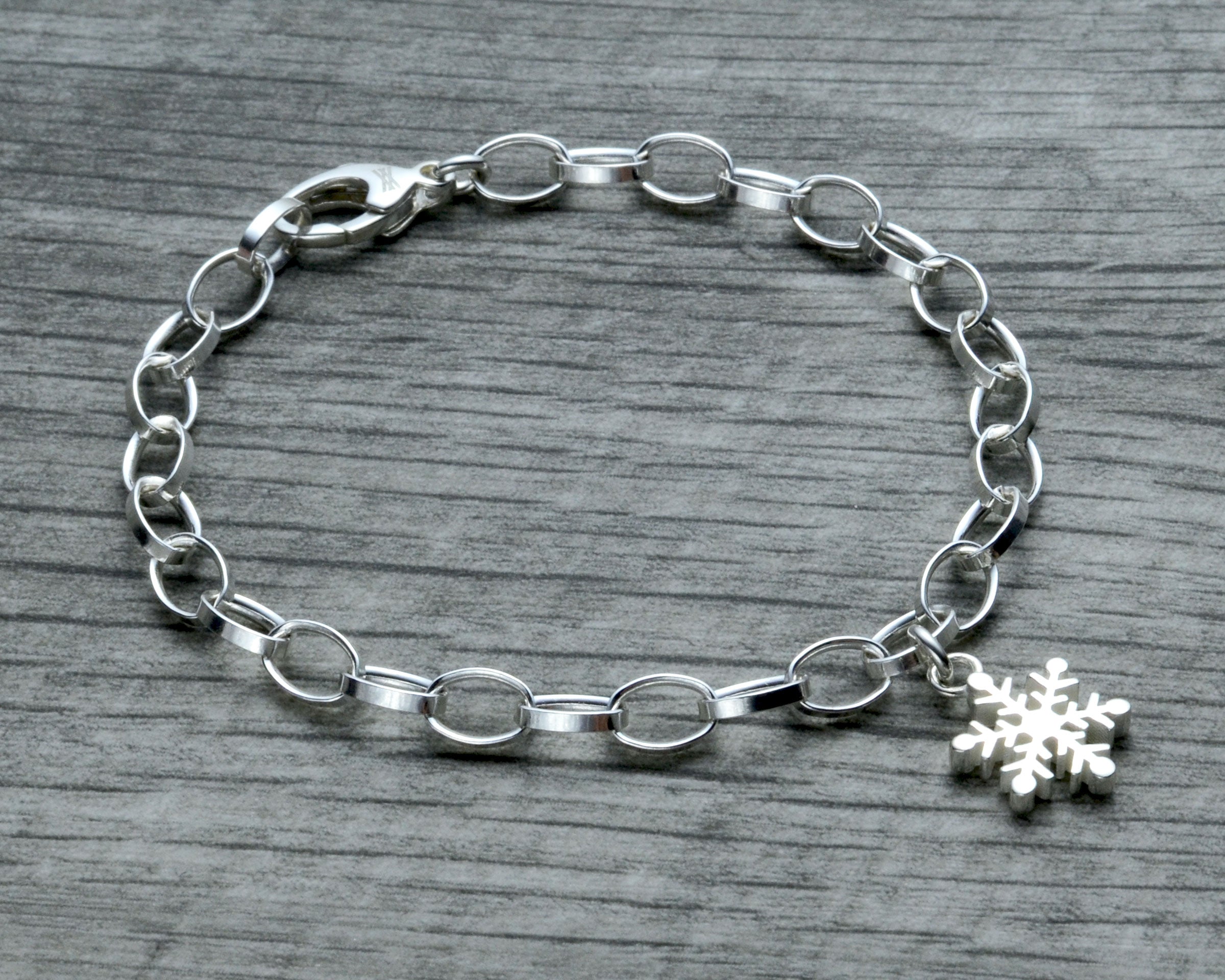 Sterling Silver Snowflake Bracelet Wellesley Row 8.0